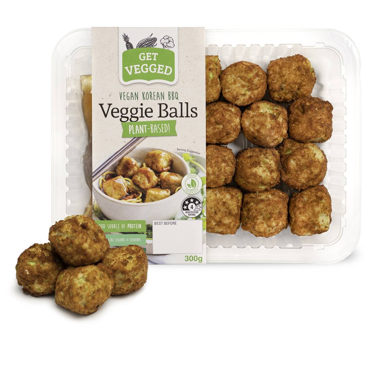Get Vegged Veggie Balls Plant Based Pea Korean Bbq 300g | Woolworths