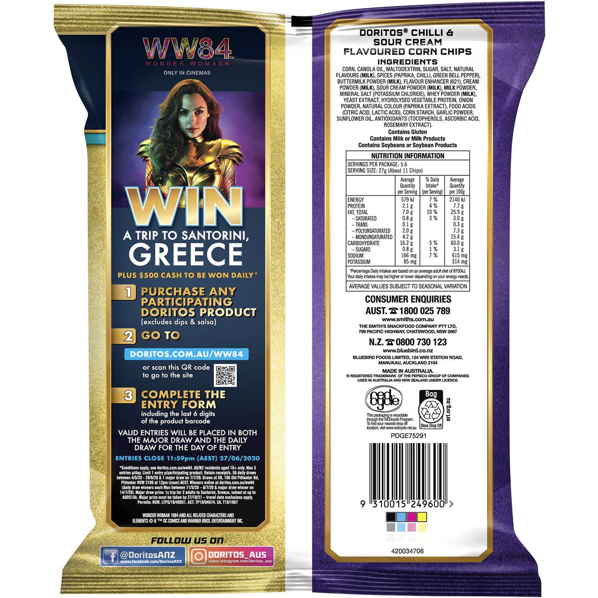 Doritos Collide Burn & Xtra Powwer Sour Cream 150g | Woolworths