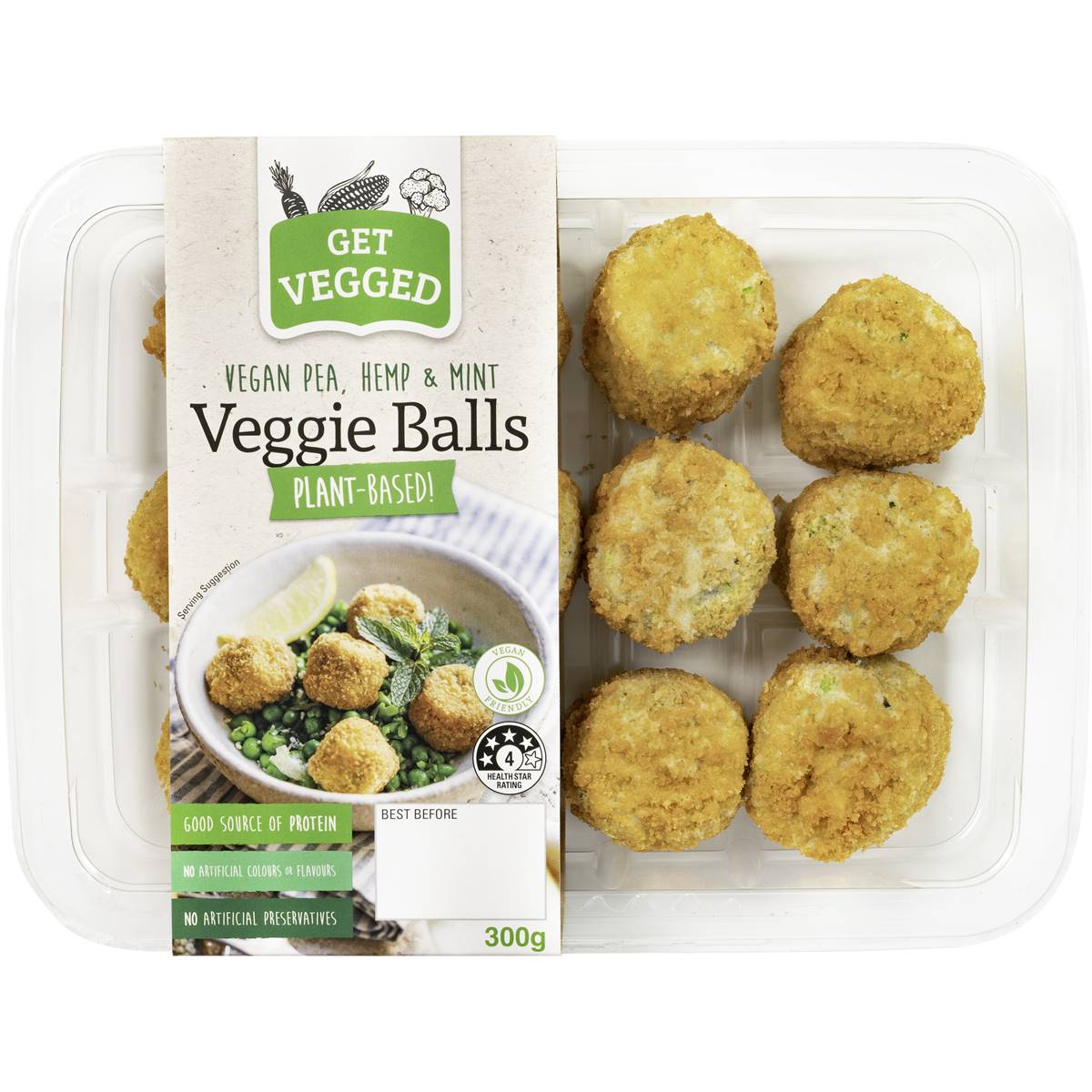 Get Vegged Veggie Balls Plant Based Pea Hemp & Mint 300g | Woolworths