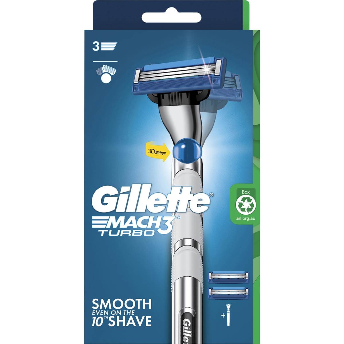 Gillette Mach3 Turbo 3d Mens Razor Each | Woolworths