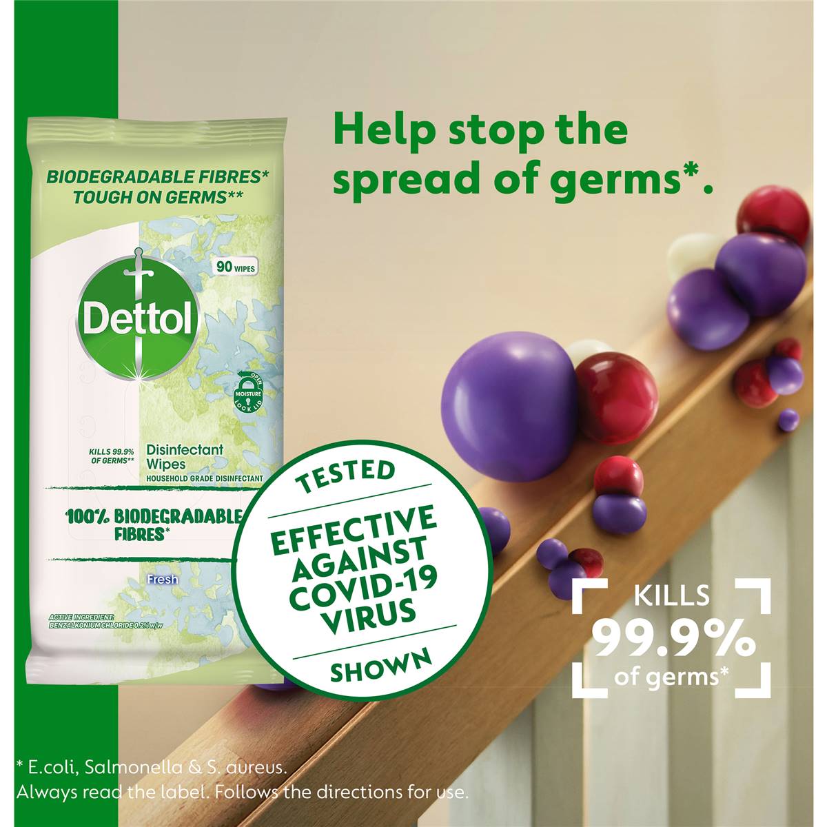 Dettol Biodegradable Disinfectant Cleaning Wipes Fresh 90 Pack | Woolworths