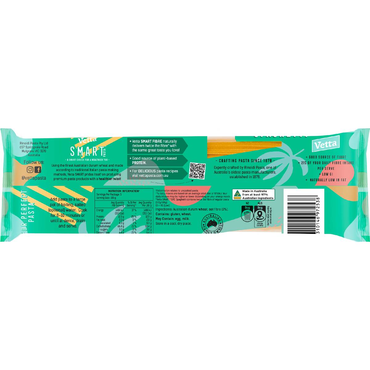 Vetta Smart Fibre Spaghetti Pasta 500g | Woolworths