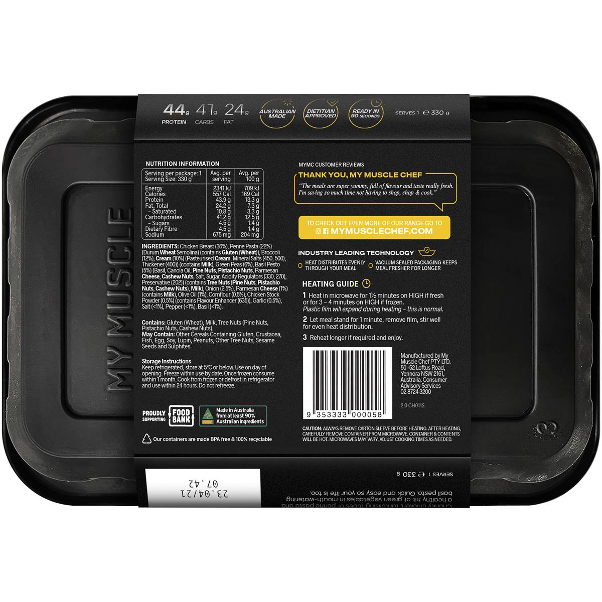 My Muscle Chef Pesto Chicken Pasta Chilled Meal 330g | Woolworths