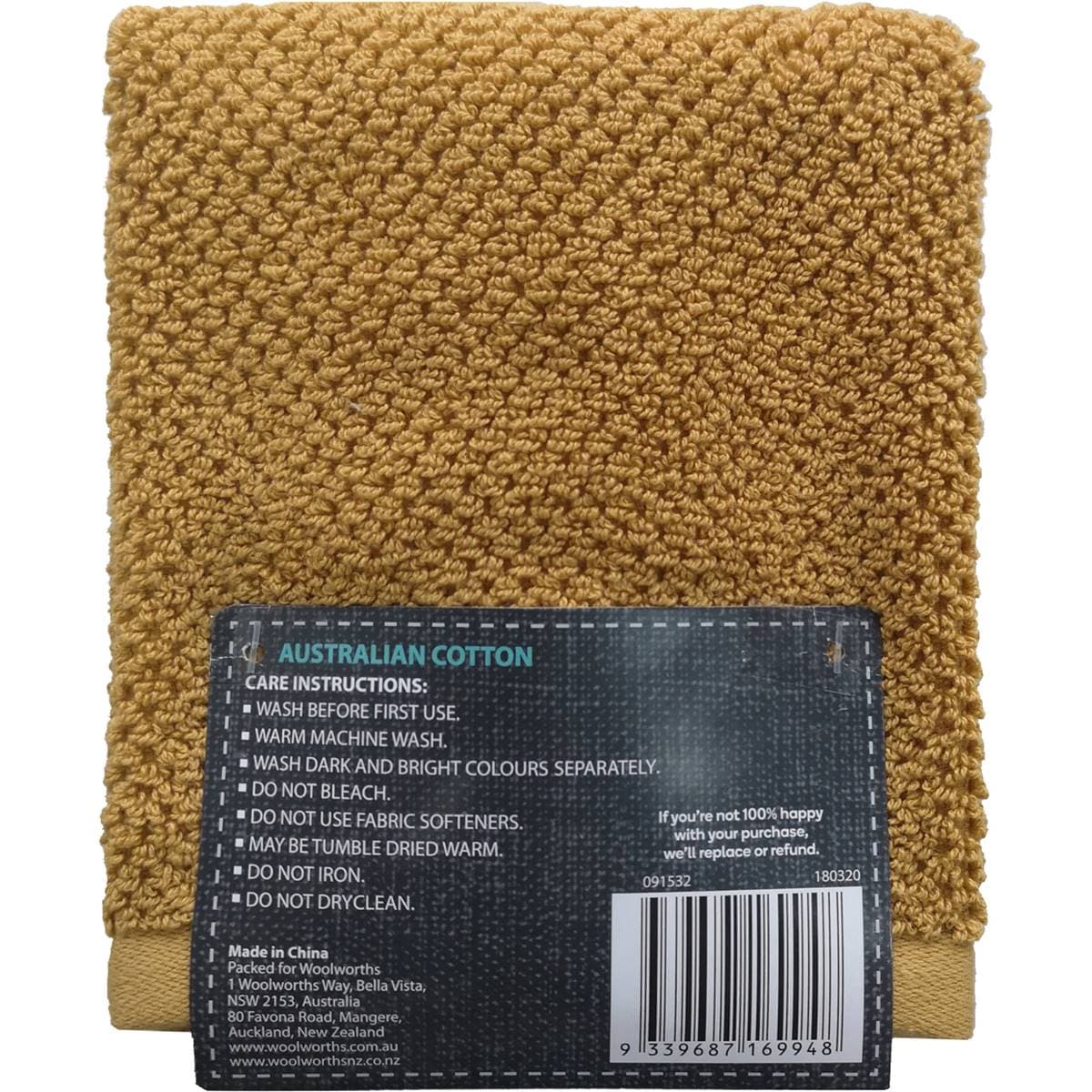 Inspire Face Washer Mustard 2 Pack | Woolworths