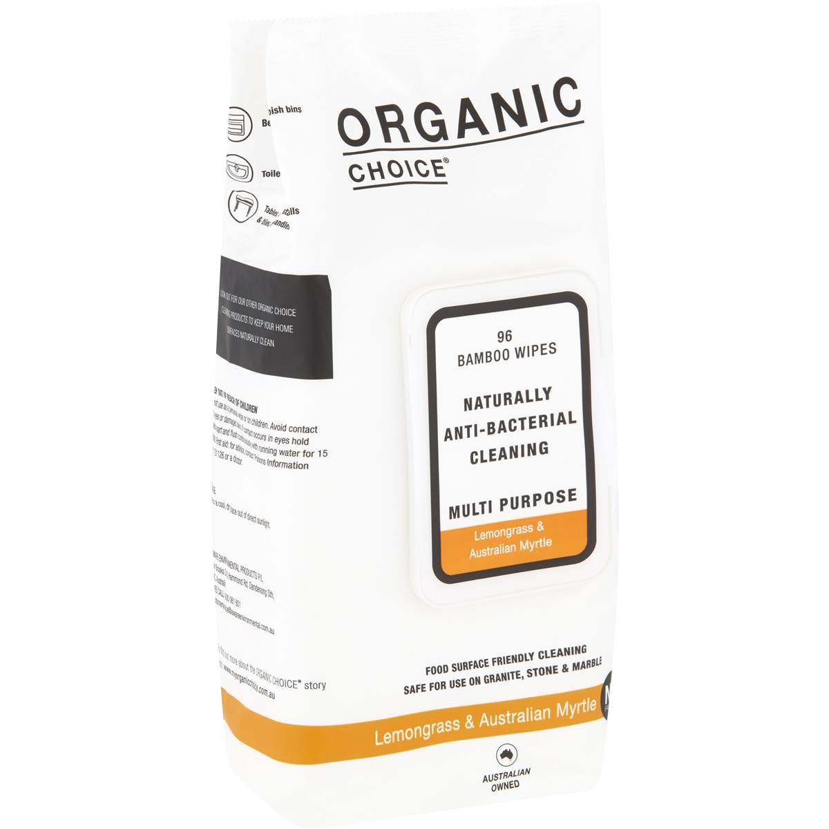 Organic Choice Anti-bacterial Cleaning Wipes Lemongrass & Myrtle 96 ...