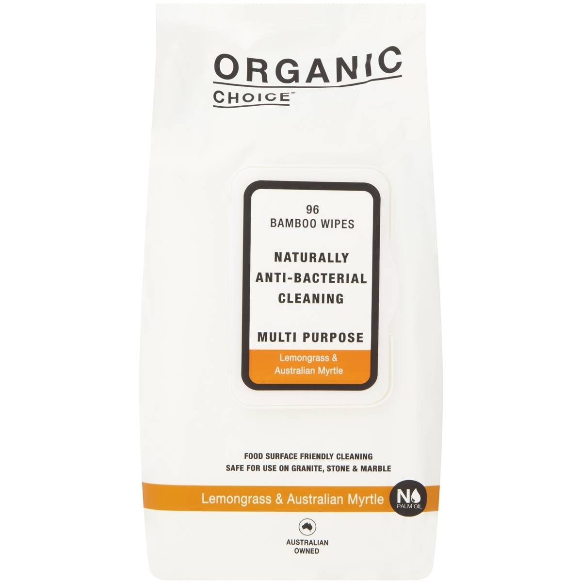 Organic Choice Anti-bacterial Cleaning Wipes Lemongrass & Myrtle 96 ...