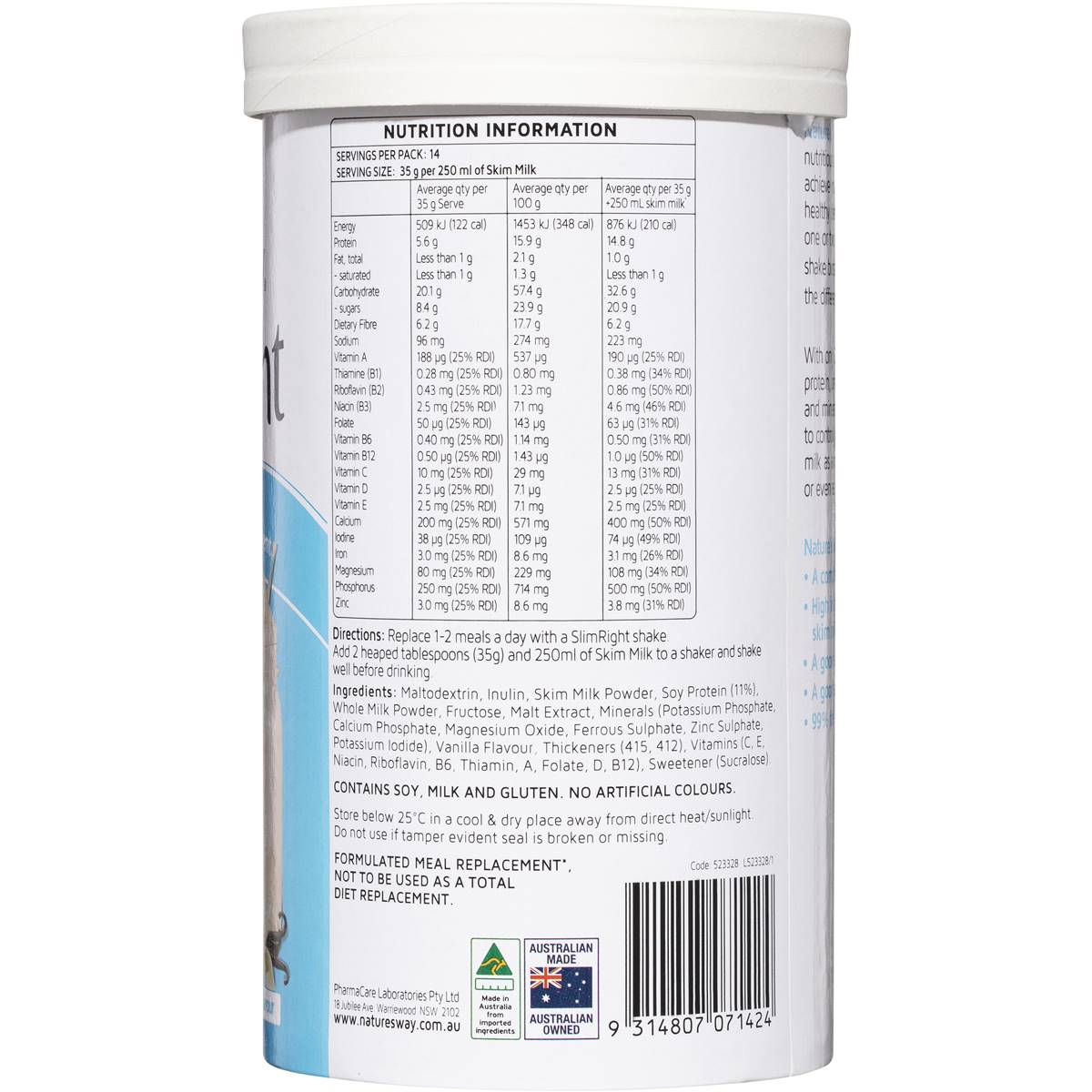 Nature's Way Slim Right Slimming Meal Vanilla Flavour 500g | Woolworths