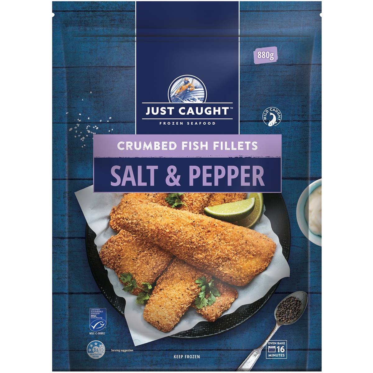 Just Caught Crumbed Fish Fillets Salt & Pepper 880g | Woolworths