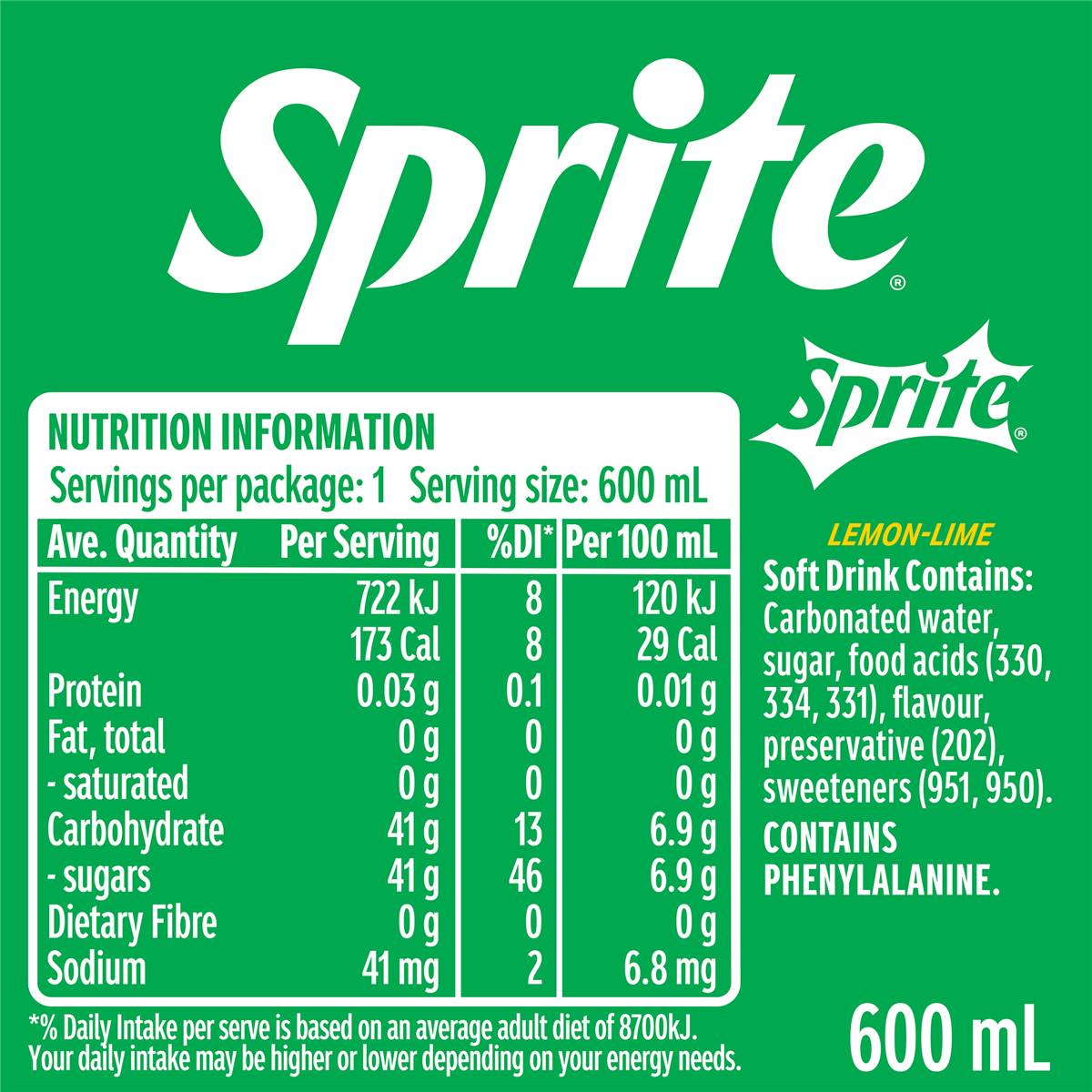 Sprite Lemonade Soft Drink Bottle 600ml | Woolworths