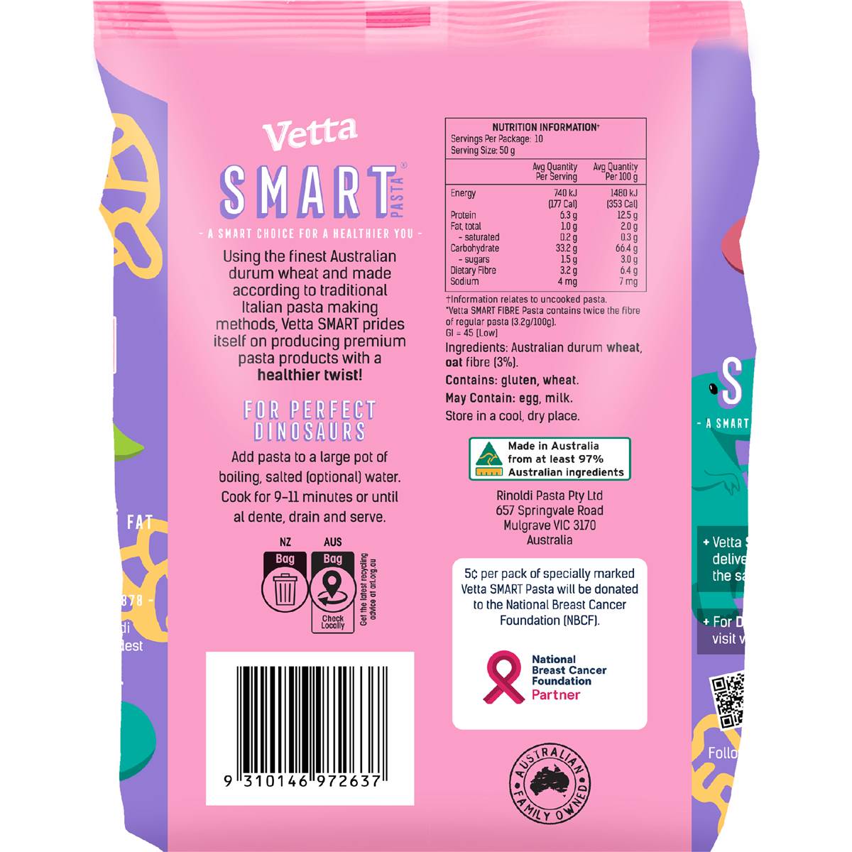 Vetta Smart Fibre Dinosaur Pasta 500g | Woolworths