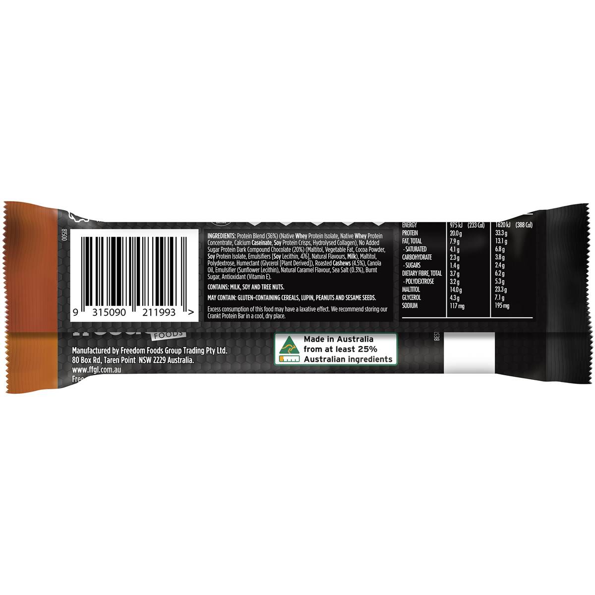 Crankt Max Premium Protein Bar Salted Caramel 60g | Woolworths