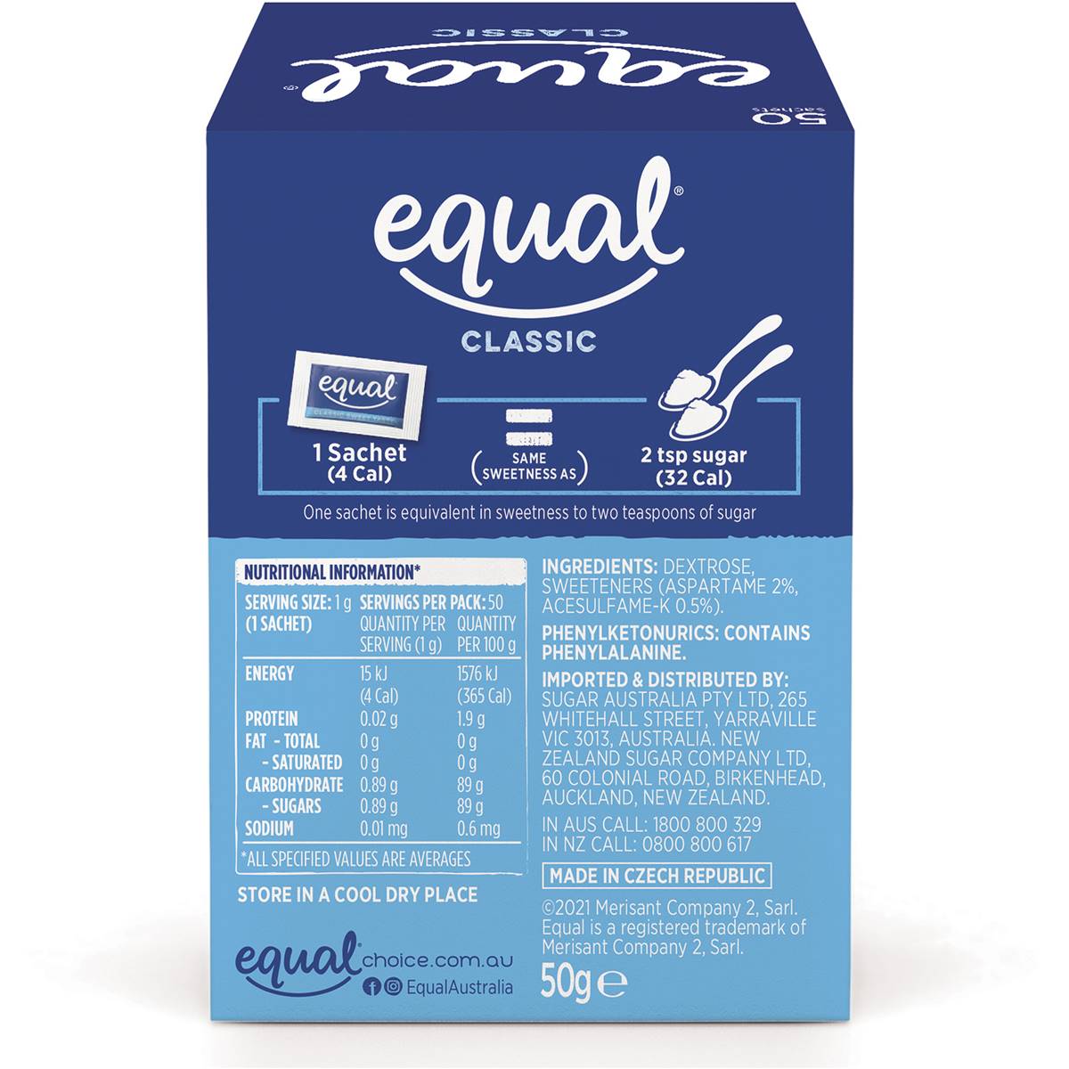Equal Sweetener Sachets 50 Pack | Woolworths
