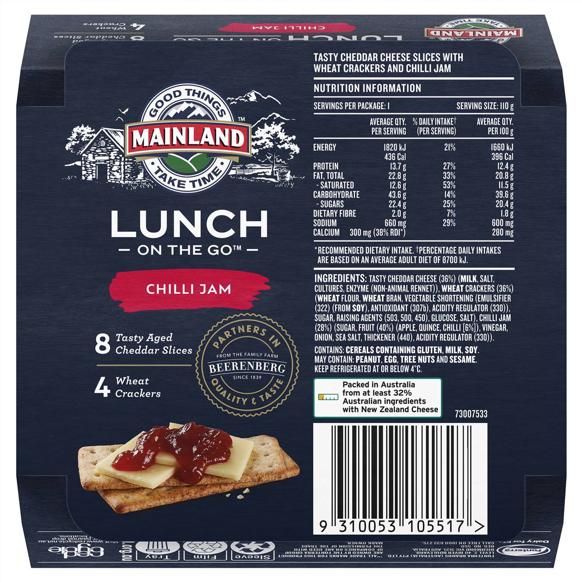 Mainland On The Go Chilli Jam With Cheddar Slices & Crackers 110g ...