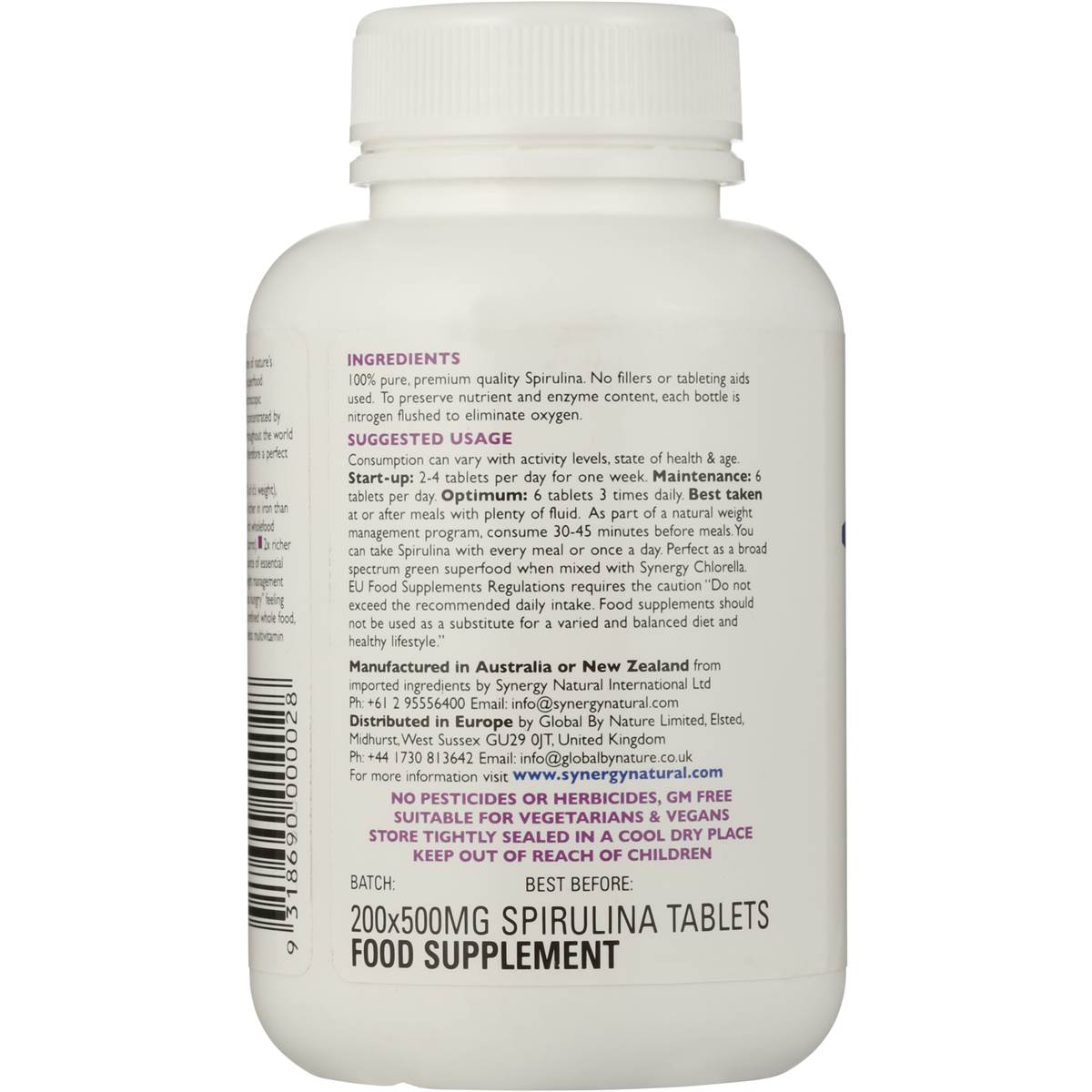 Synergy Spirulina Tablets 200 Pack | Woolworths