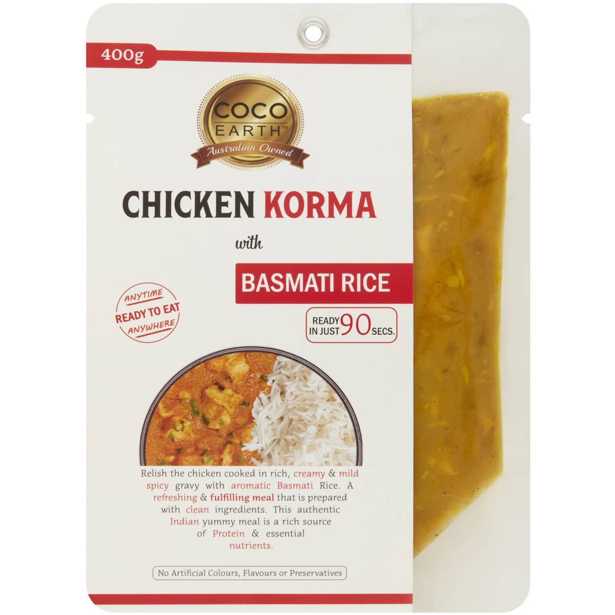 Coco Earth Chicken Korma With Basmati Rice 400g | Woolworths