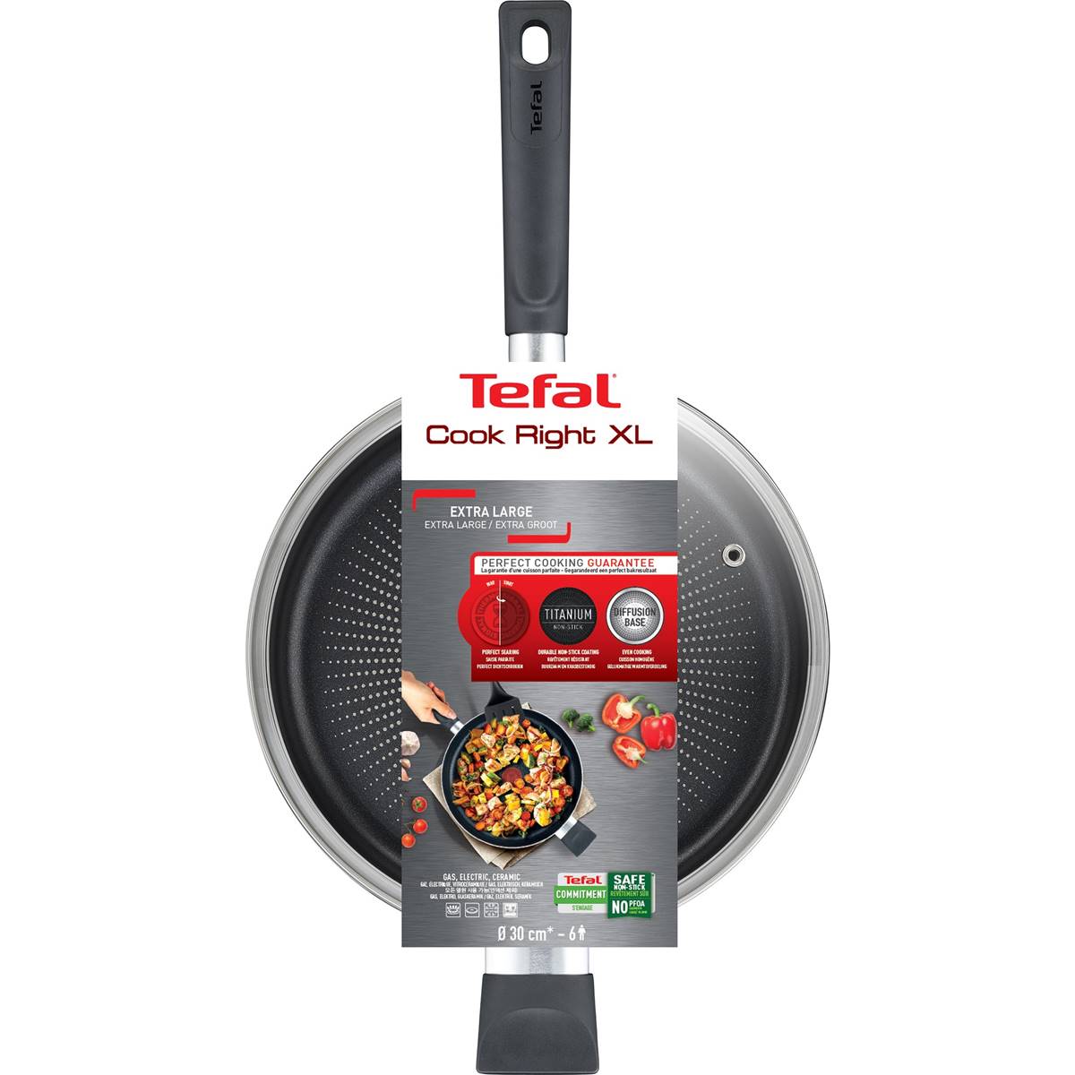 Tefal Cook Right Xl Non-stick Sautepan 30cm+lid Each | Woolworths