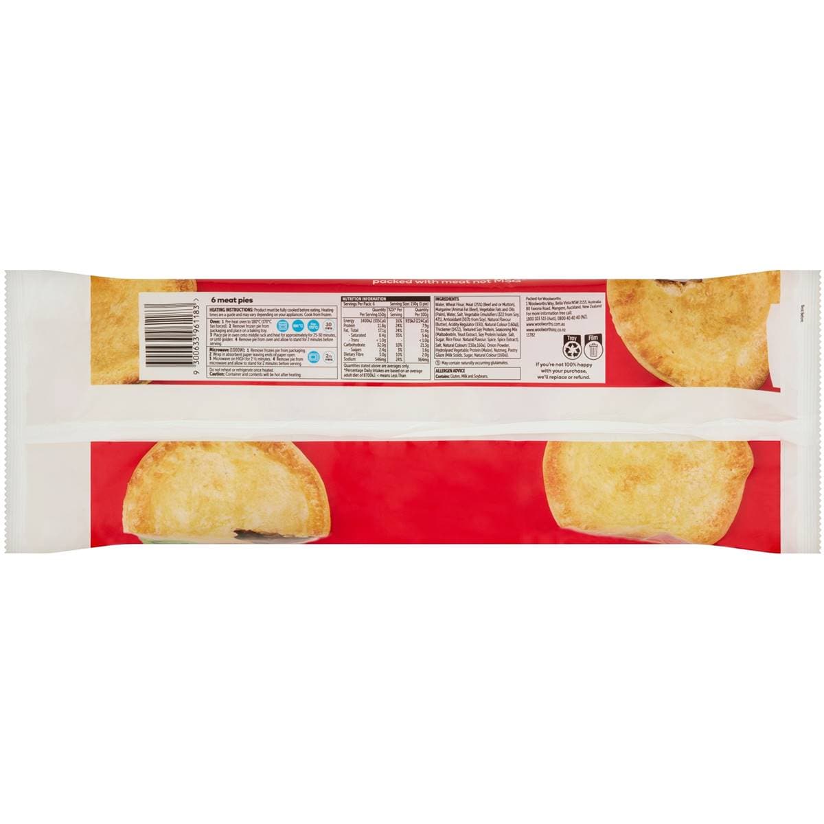 Woolworths Meat Pies 6 Pack | Woolworths