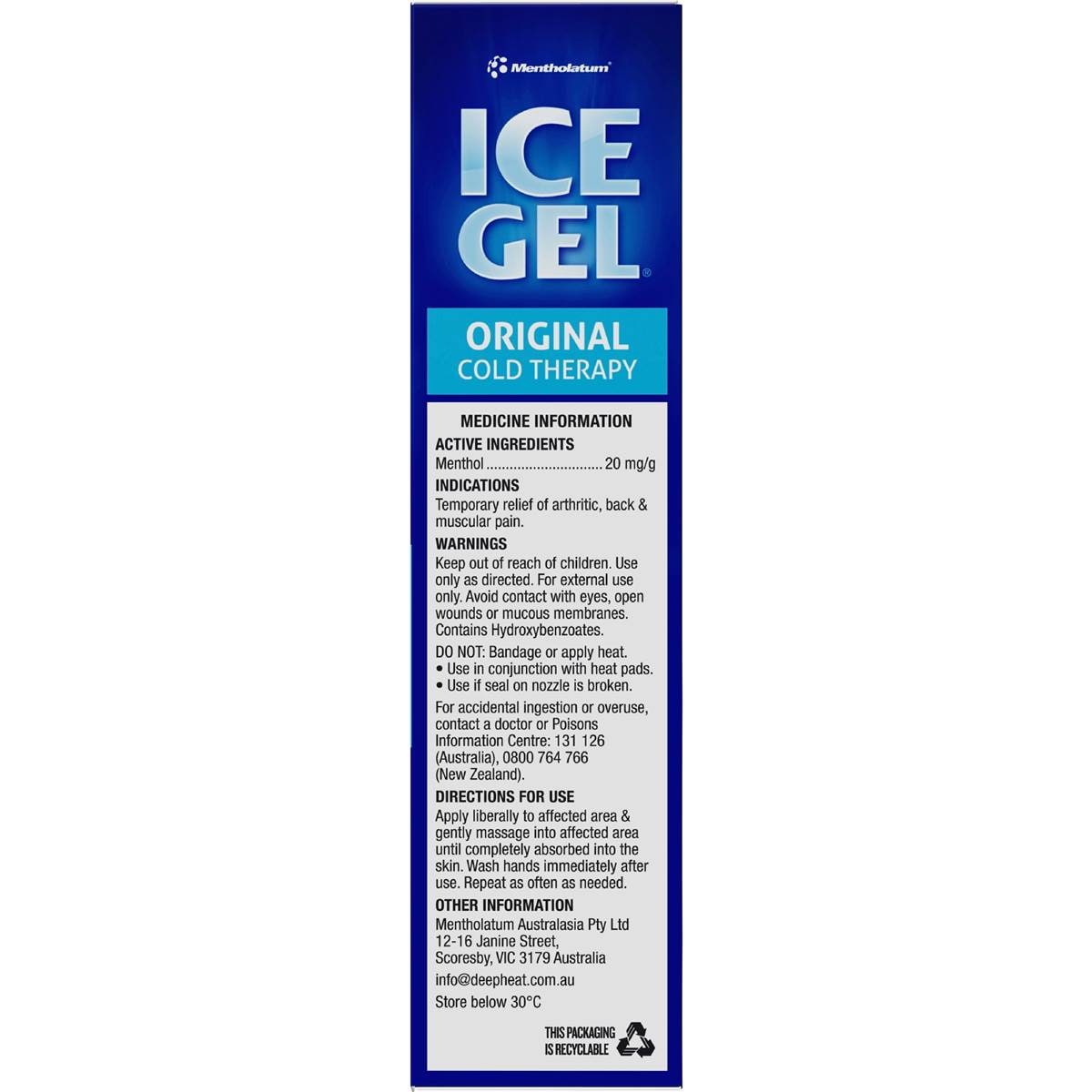 Mentholatum Ice Gel Therapy 100g | Woolworths