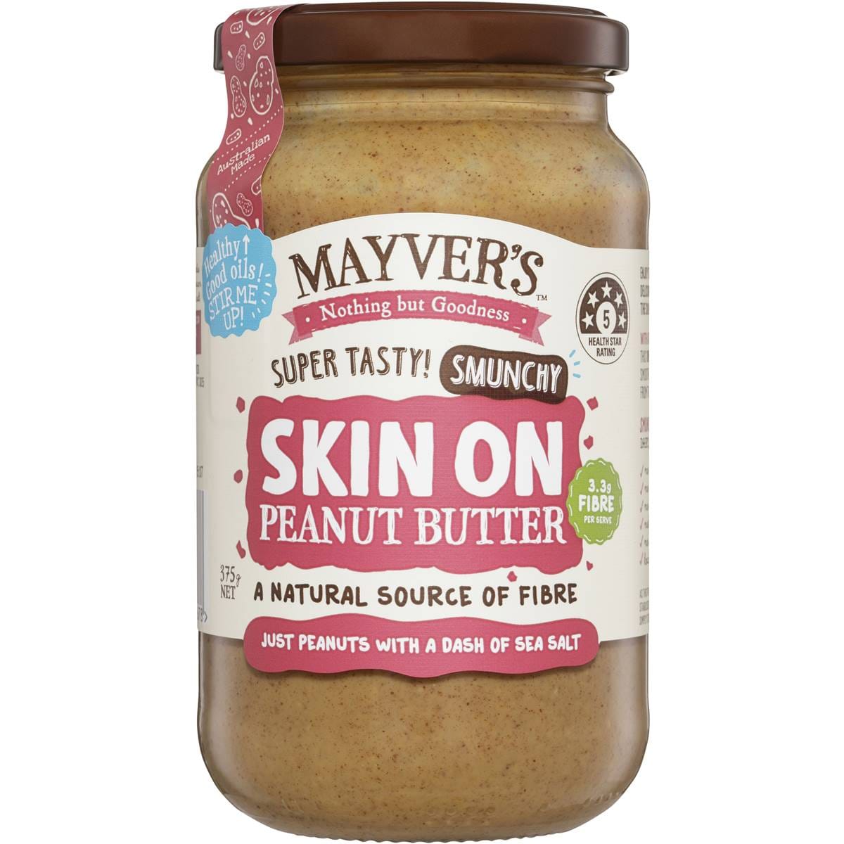 Mayver's Smunchy Skin On Peanut Butter 375g | Woolworths