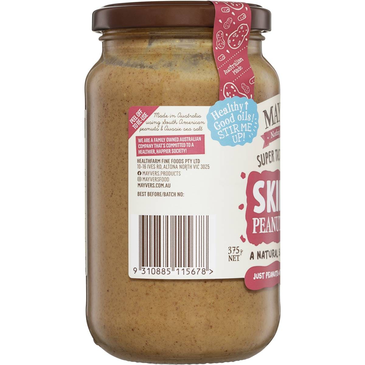 Mayver's Smunchy Skin On Peanut Butter 375g | Woolworths