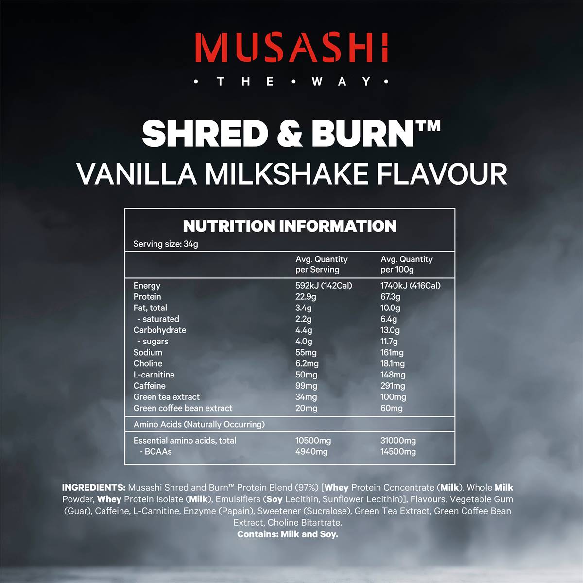 Musashi Shred & Burn Chocolate Milkshake Protein Powder 900g | Woolworths