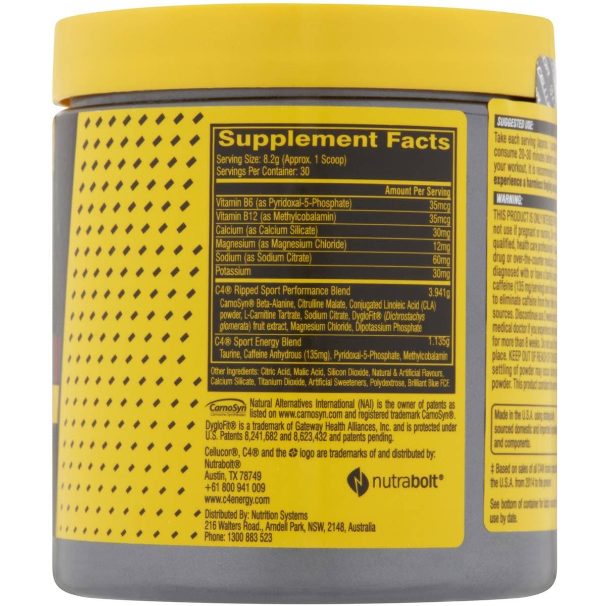 Cellucor C4 Ripped Sport Arctic Snow Cone 246g | Woolworths