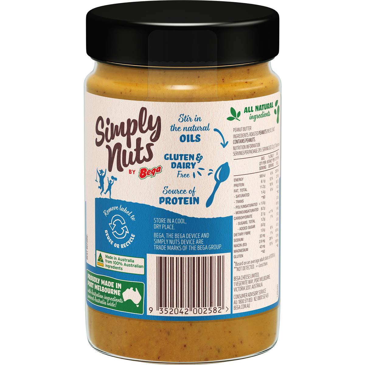 Bega Simply Nuts Smooth Natural Peanut Butter 650g | Woolworths