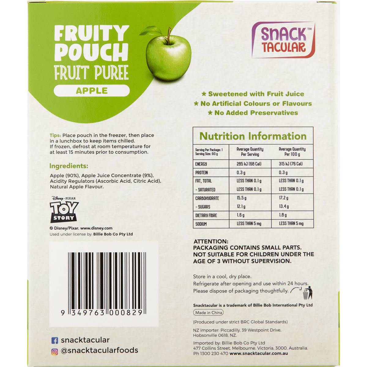 Snacktacular Fruity Pouch Fruit Puree Apple 4 Pack | Woolworths