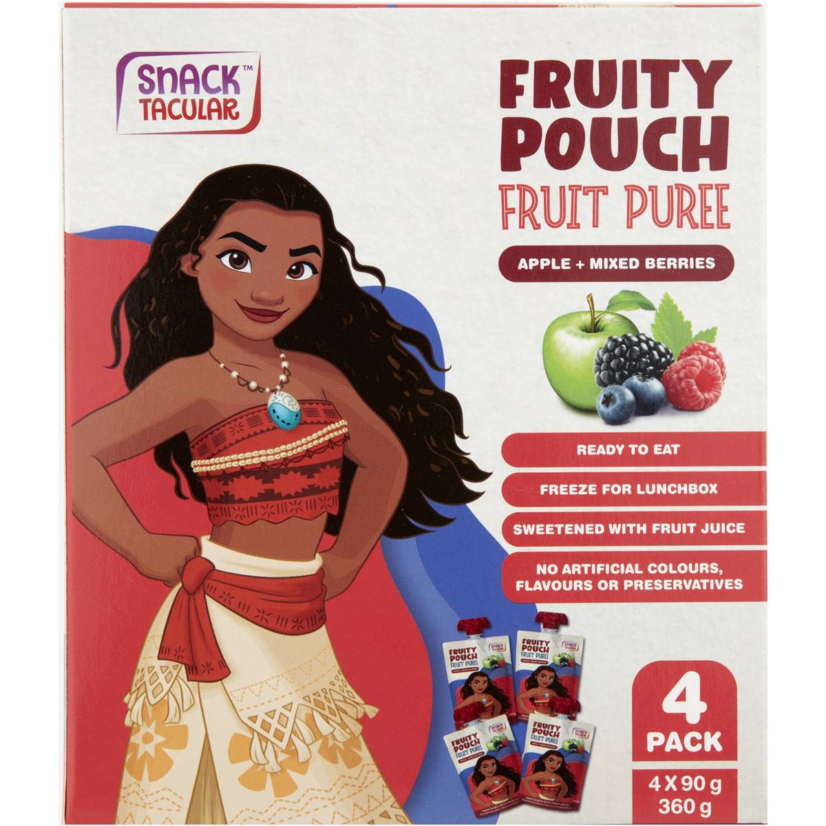 Snacktacular Fruity Pouch Fruit Puree Apple & Mixed Berries 4 Pack ...
