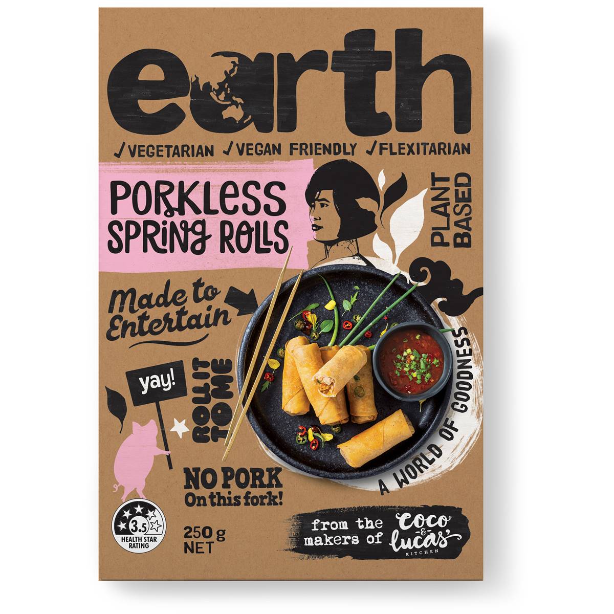 Earth Porkless Spring Rolls 250g | Woolworths