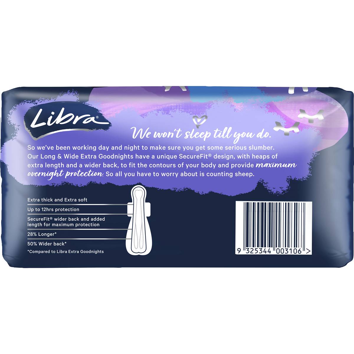 Libra Extra Goodnights Long & Wide Pads 6 Pack | Woolworths