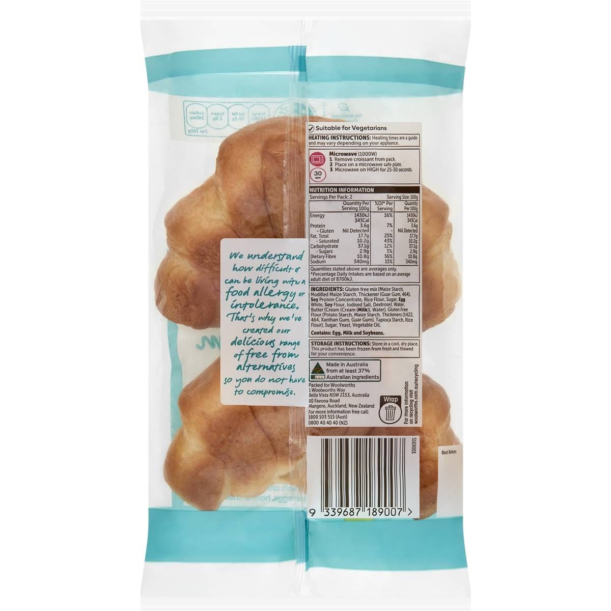 Woolworths Free From Gluten Croissants 2 Pack | Woolworths