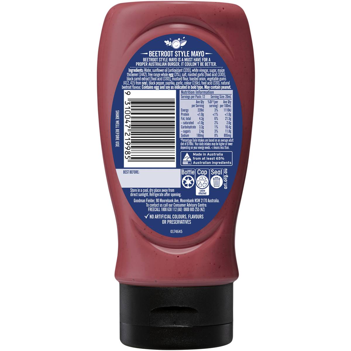 Praise Beetroot Style Mayo 250ml | Woolworths