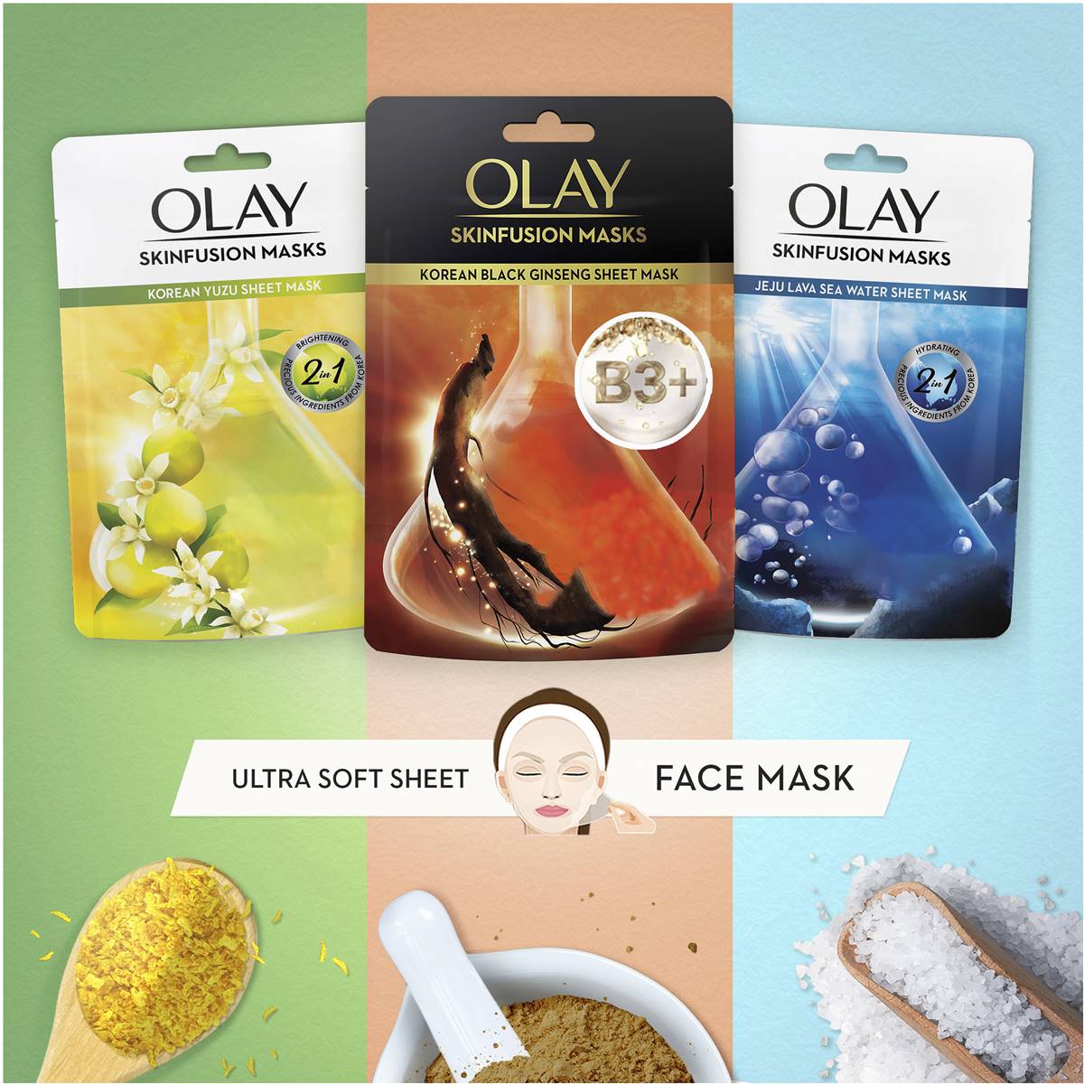 Olay Skinfusion Mask Jeju Lava Sea Water Each | Woolworths
