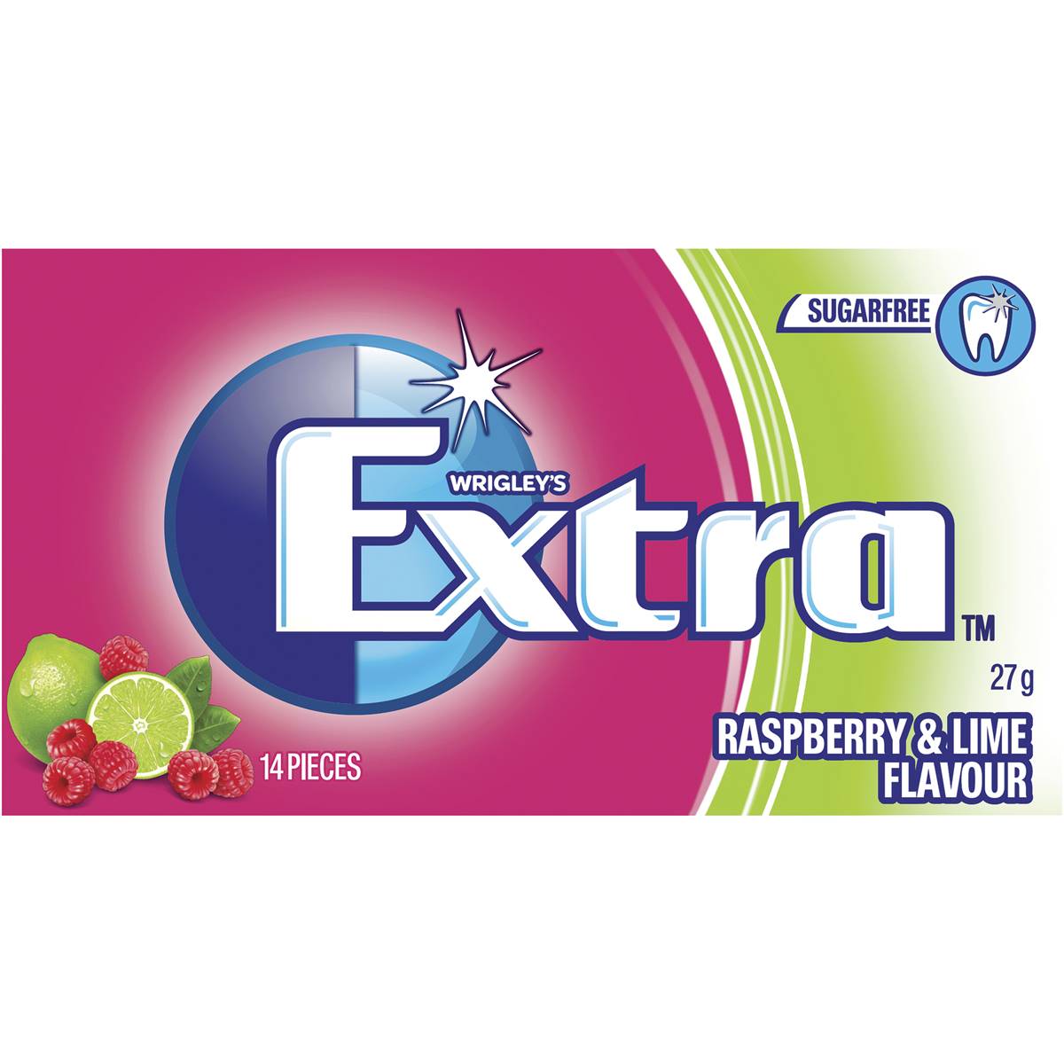 Extra Raspberry & Lime Gum Flavour 27g | Woolworths