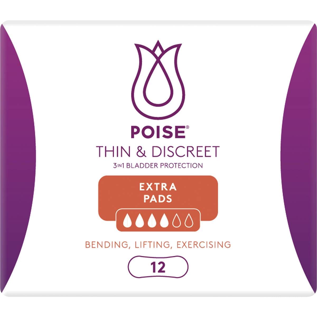 Poise Thin & Discreet Pads For Bladder Leaks Extra 12 Pack | Woolworths