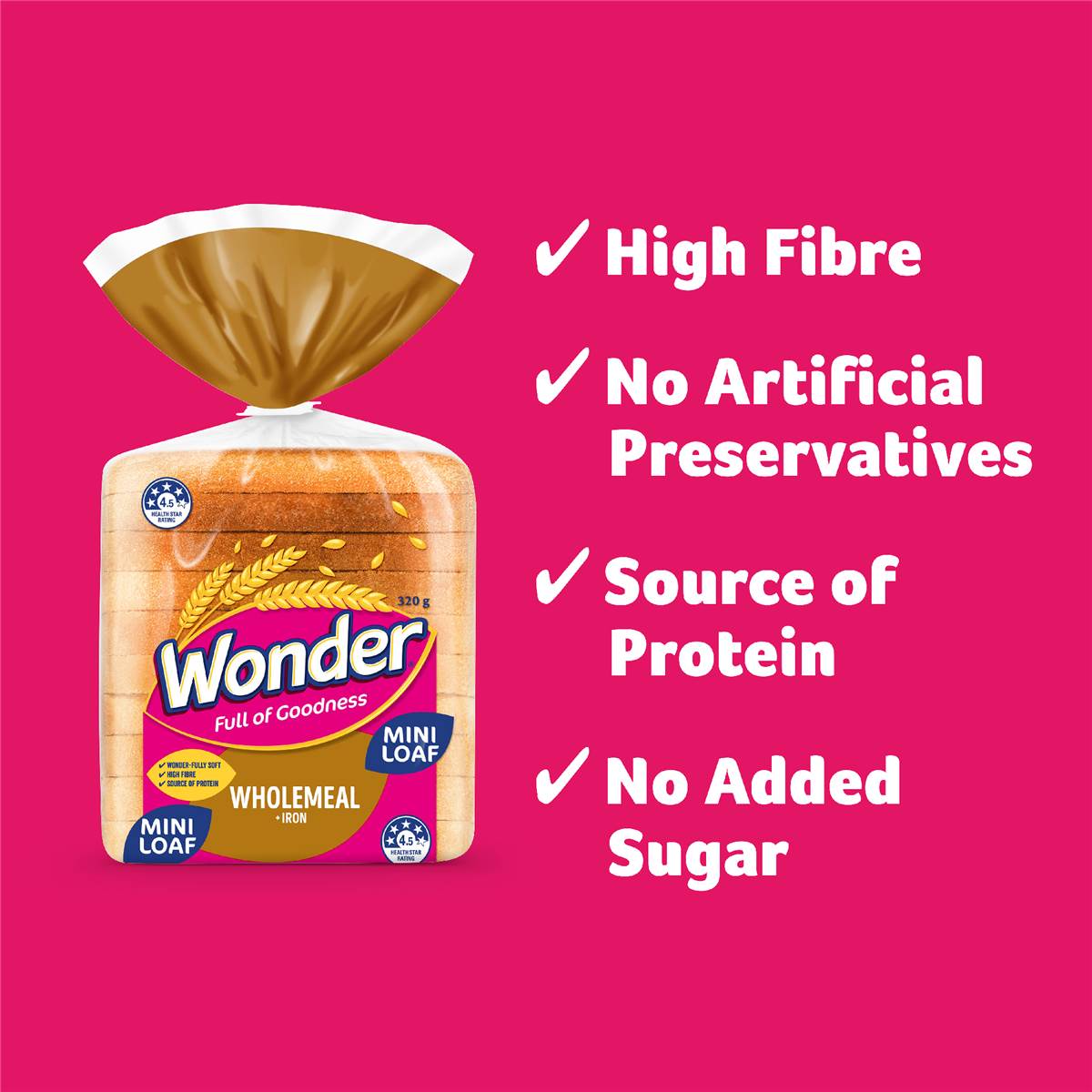Wonder Wholemeal Mini Loaf 320g | Woolworths