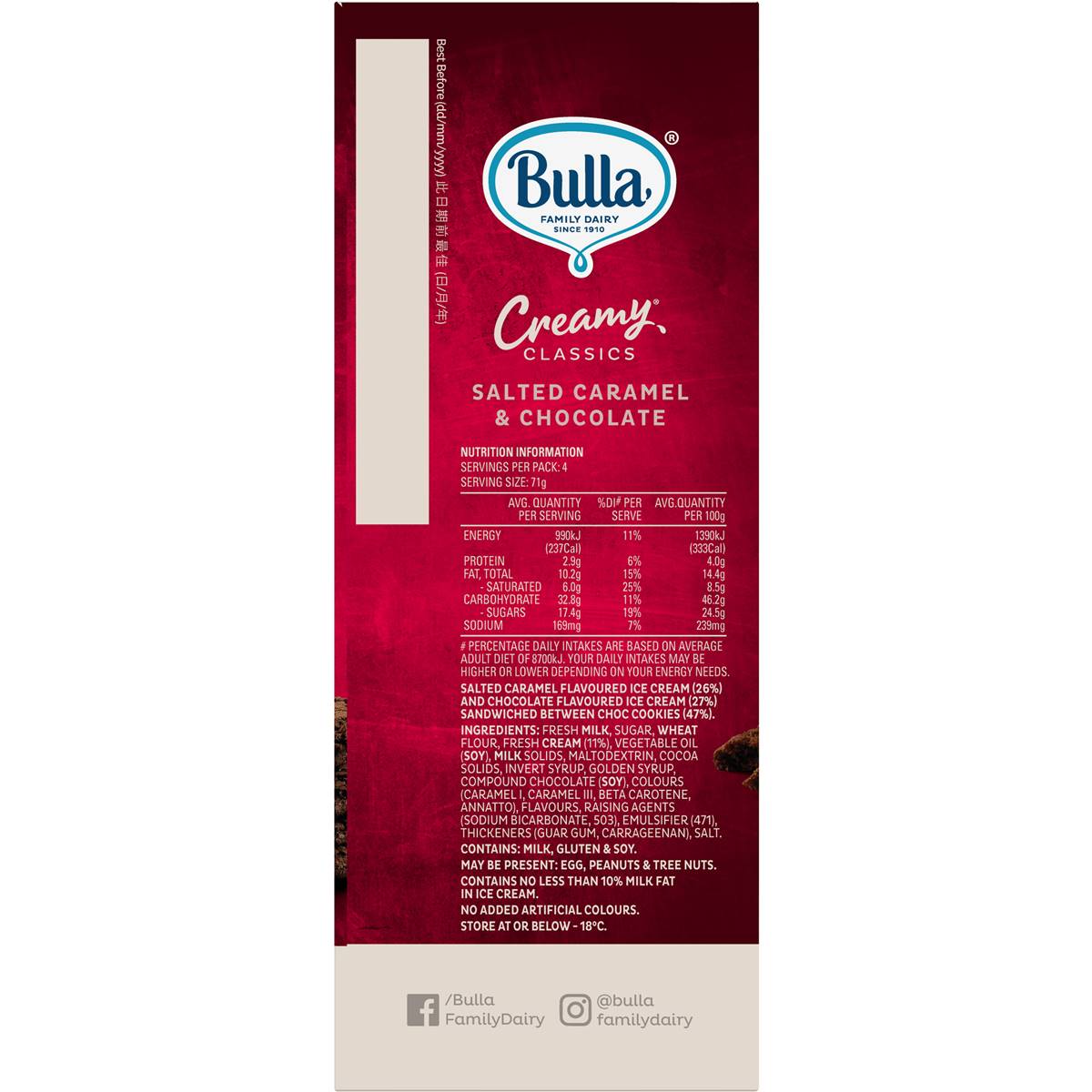 Bulla Creamy Classics Sandwich Salted Caramel & Chocolate 4 Pack ...
