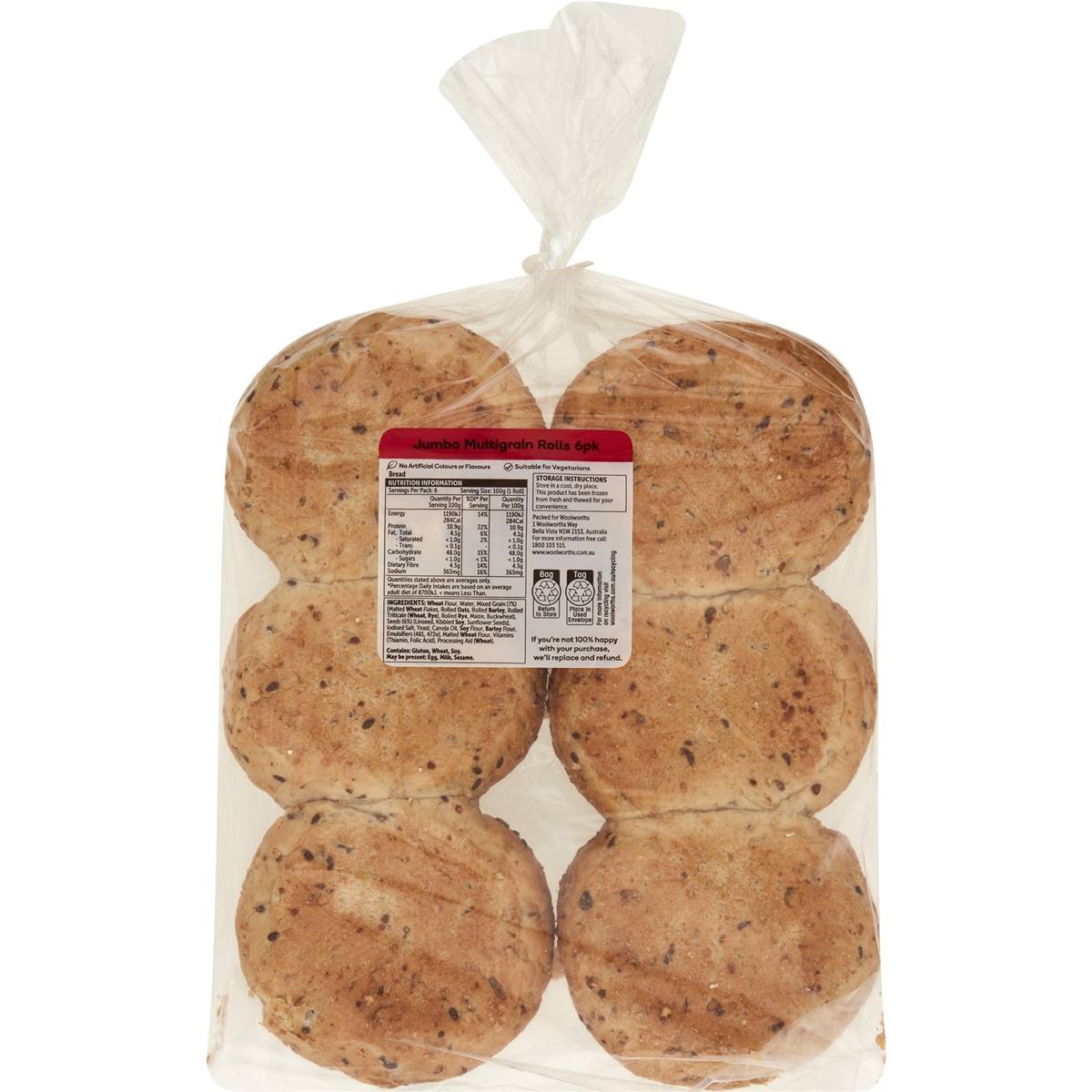 Woolworths Jumbo Multi Grain Roll 6 Pack | Woolworths