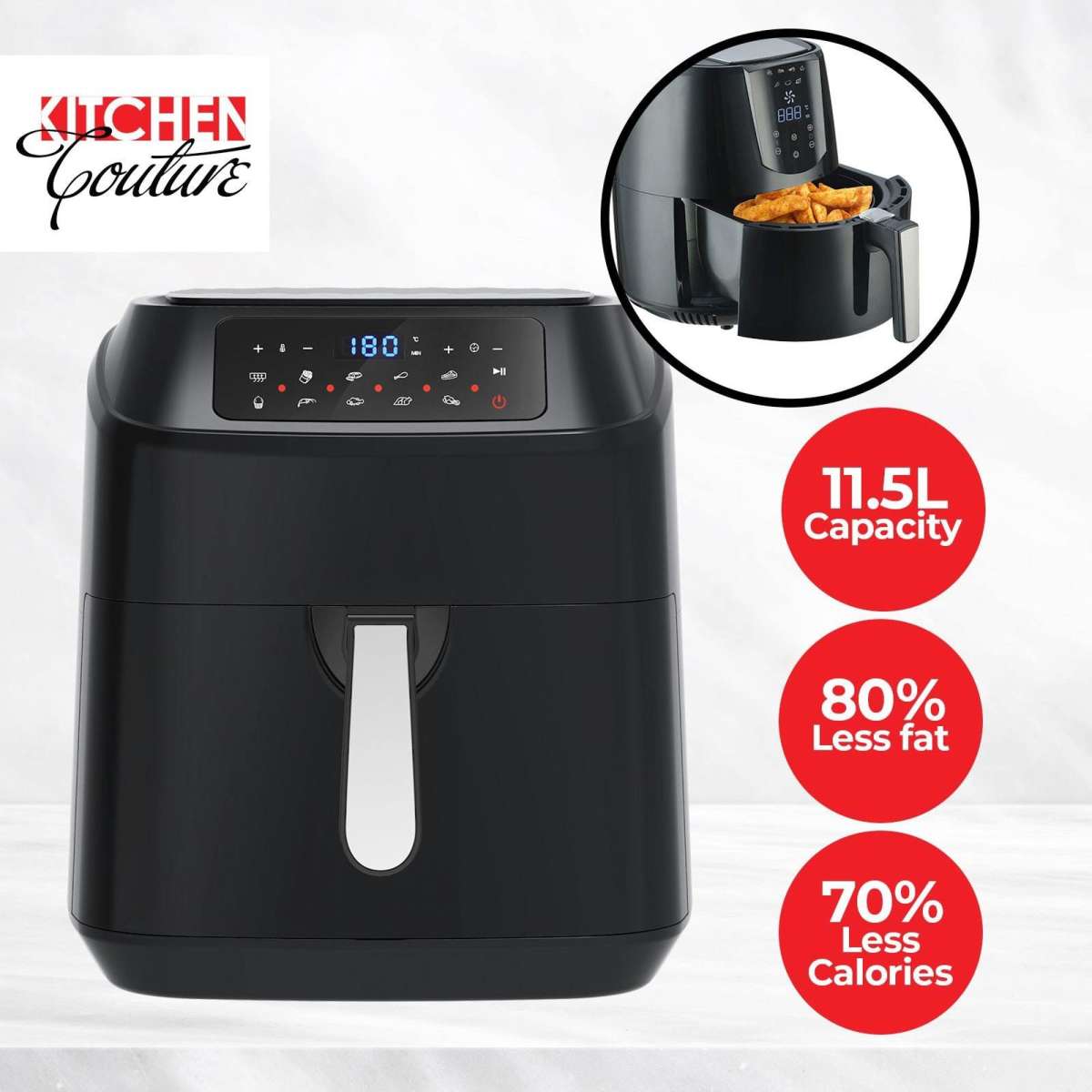 Kitchen Couture 11.5 Litre Air Fryer Multifunctional LCD Digital ...
