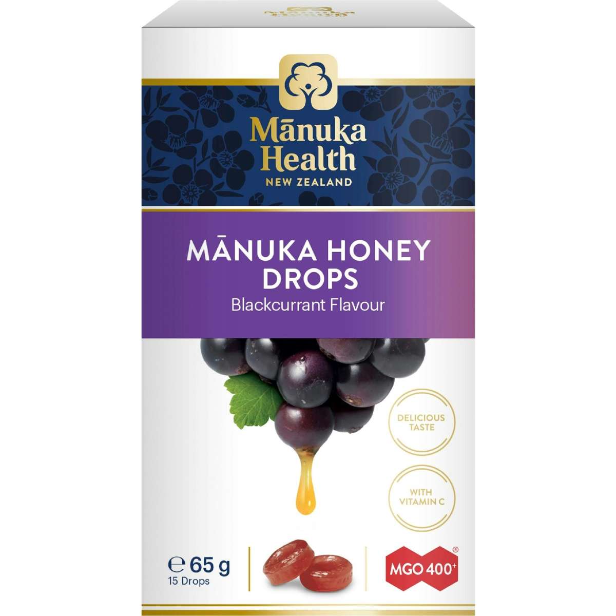 Manuka Health Mgo 400+ Manuka Honey Drops Blackcurrant 65g | Woolworths