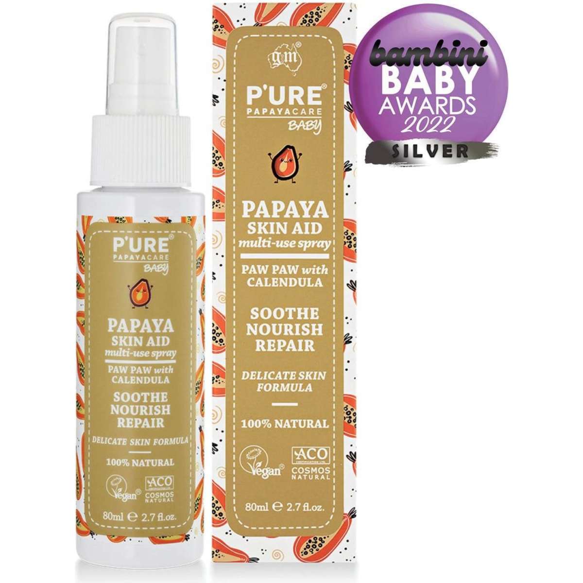 P'ure Papayacare Papaya Baby Skin Aid Spray 80ml | Woolworths