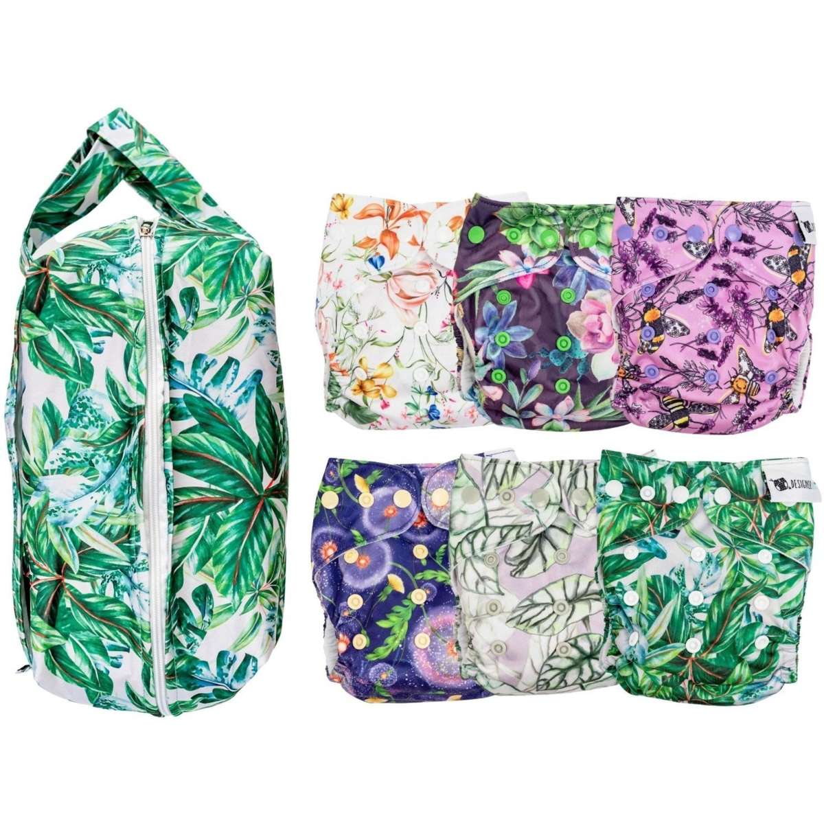 Designer Bums Reusable Cloth Nappies Botanical 6 Pack | Woolworths