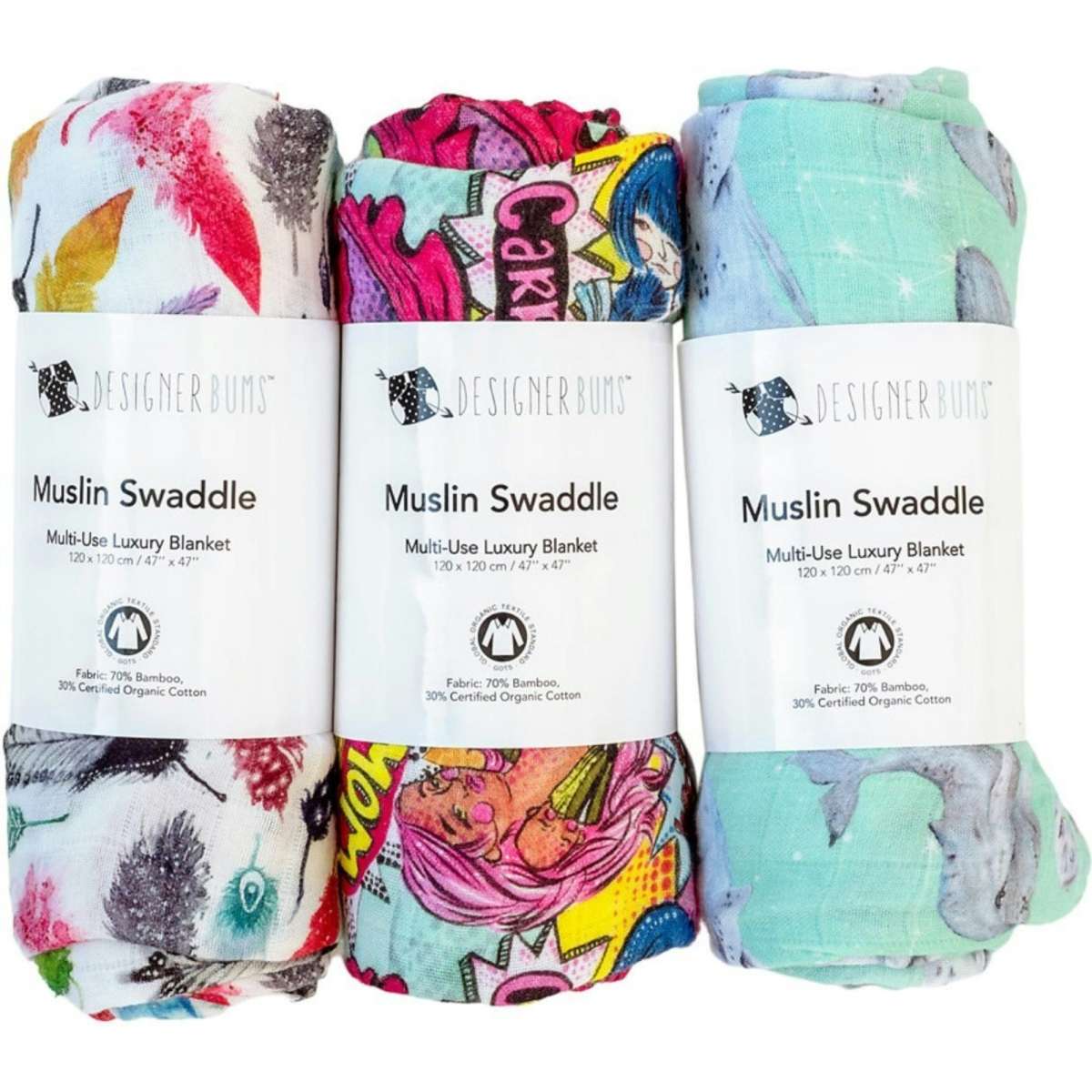 Designer Bums Australia Designer Bums Organic Premium Muslin Swaddle ...