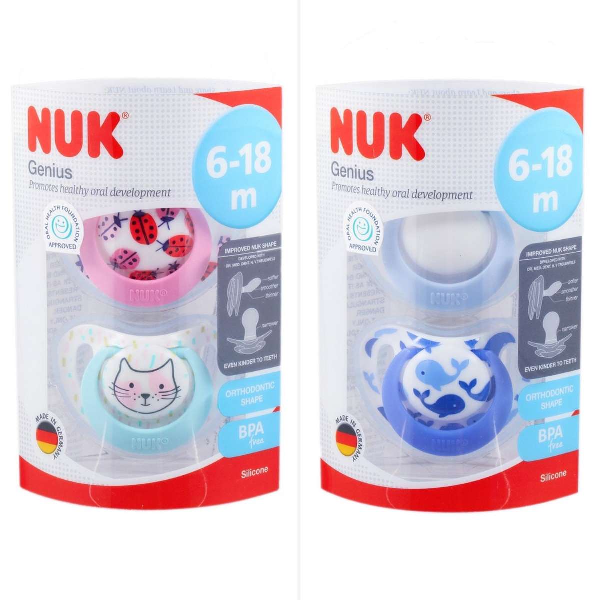 Nuk Genius Soothers 6-18 Months 2 Pack - Designs may vary | Woolworths