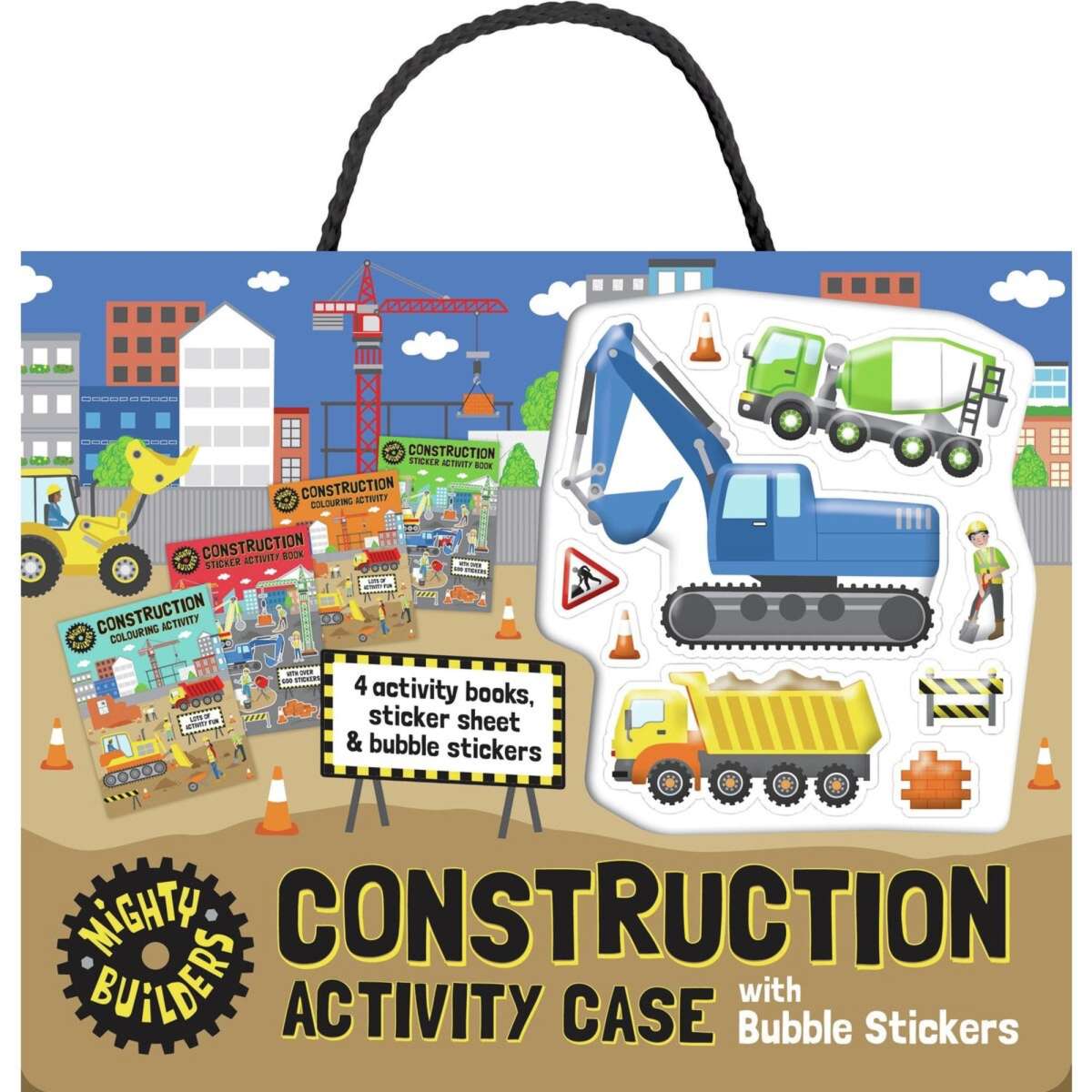 Mighty Builders Construction Bubble Sticker Activity Case | Woolworths