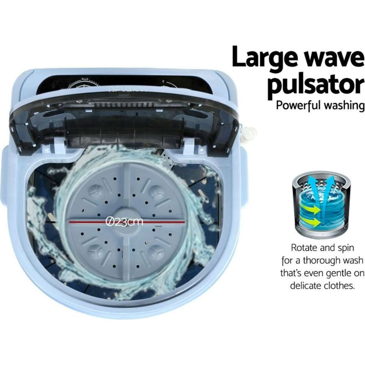 Devanti 3KG Mini Portable Washing Machine Shoes Wash Top Load Spin Camp ...