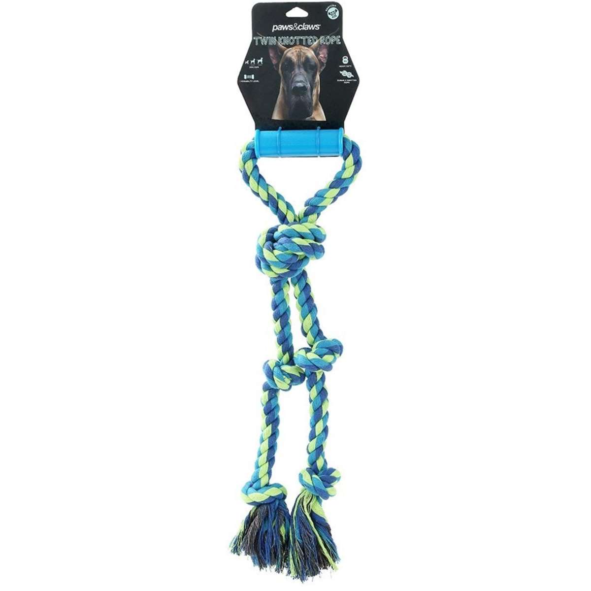Paws & Claws Twin Knotted Rope Tugger Toy W/ Handle 50cm | Woolworths