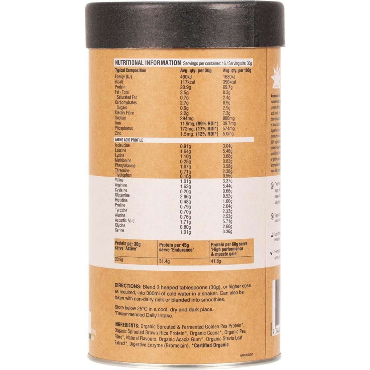 Amazonia Raw Protein Isolate Choc Coconut 500g