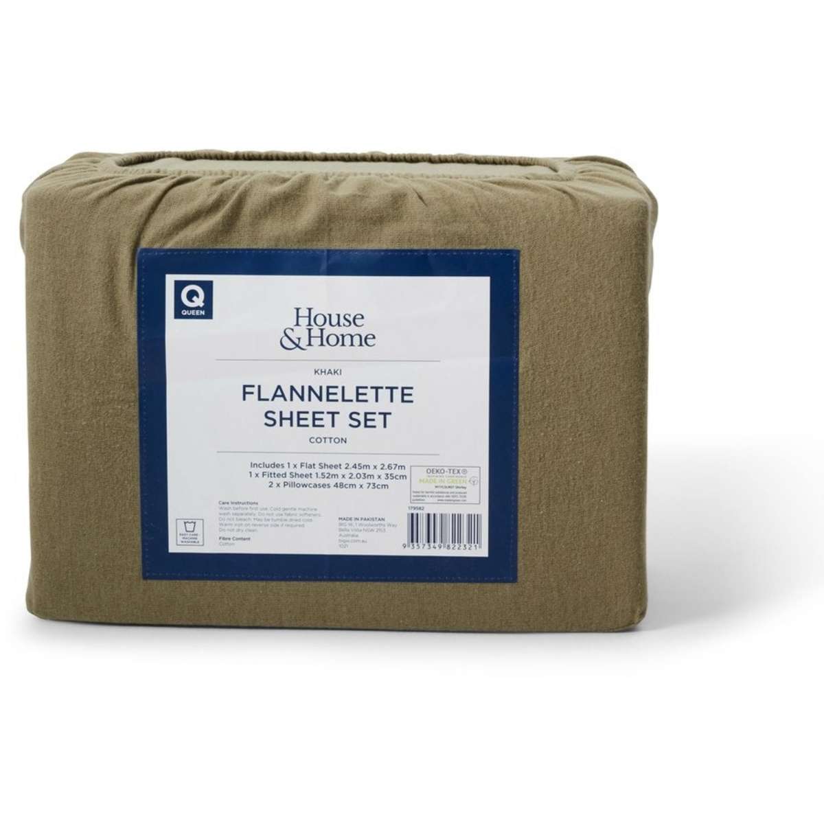 House Home Flannelette Sheet Set King Bed Khaki Woolworths